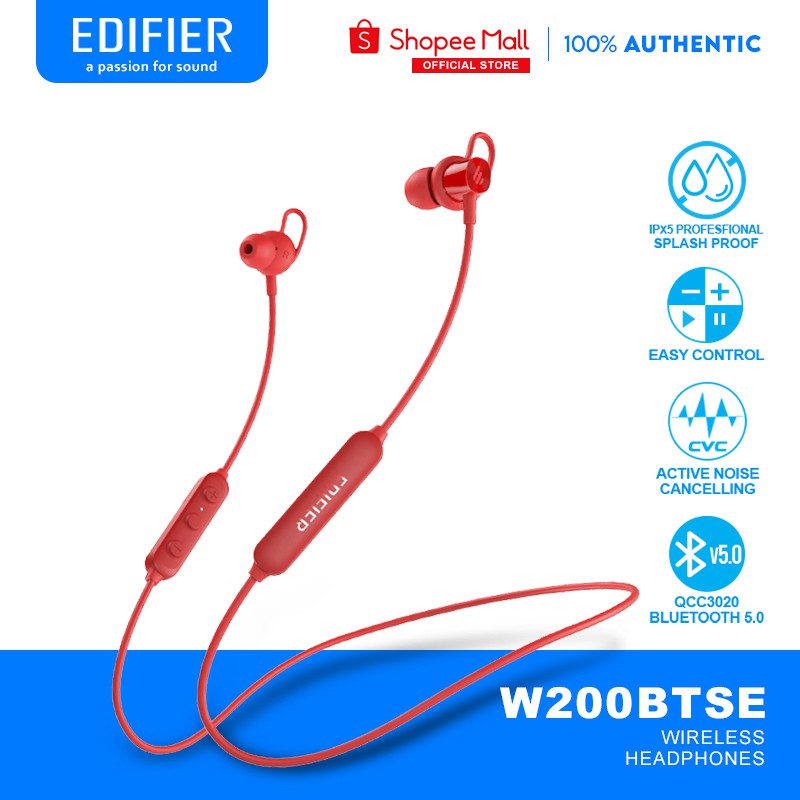 Edifier W200bt Wireless Sport Earphone With Ipx5 Splash Proof | Shopee ...