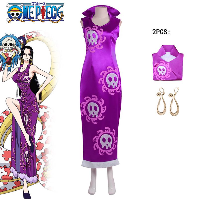 One Piece Boa Hancock Cosplay Anime Cheongsam Costume Dress Halloween