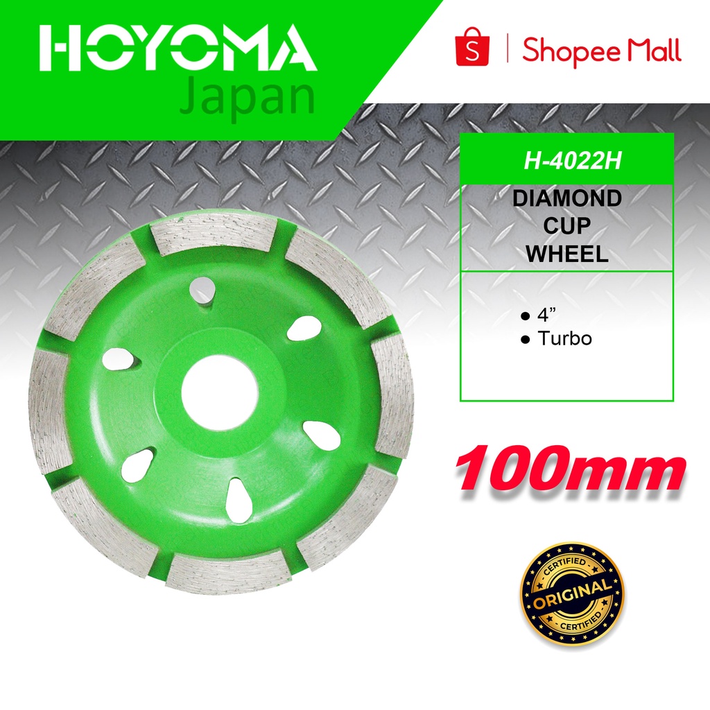 HOYOMA JAPAN Diamond Cup Wheel 4" 100mm S-RIM H-4022H | H-4020D (SOLD ...