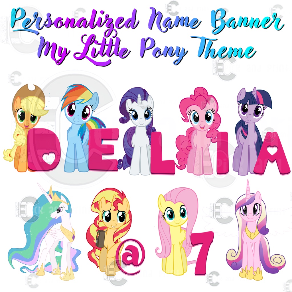 My Little Pony Unicorn Character Name Banner Banderitas for DIY Party ...
