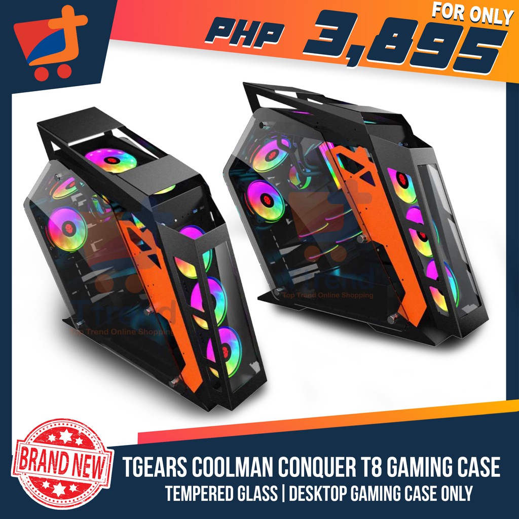 TGEARS Coolman Conquer T8 Tempered Glass Desktop Gaming Case Mid Tower ...