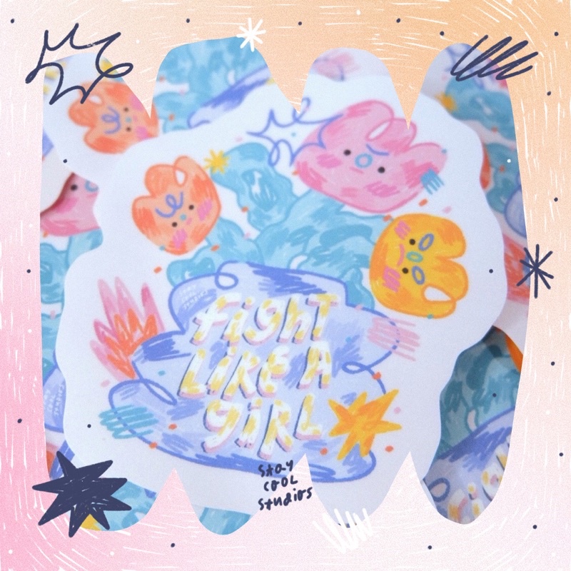 Fight a Like Girl Jumbo Sticker | Laminated Waterproof Vinyl Sticker (1 ...