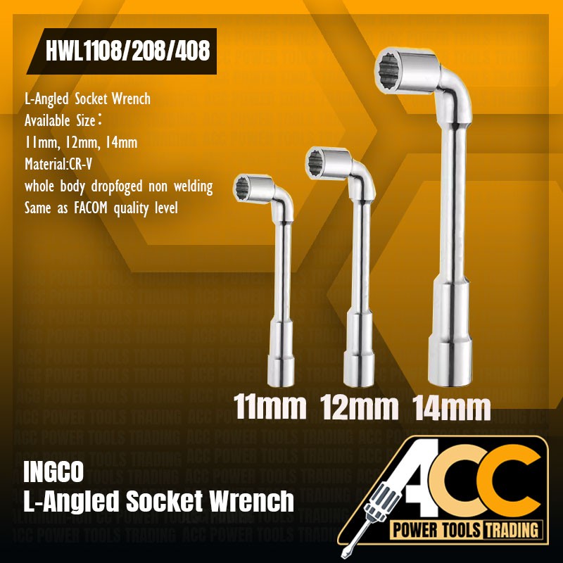 INGCO L-Angled Socket Wrench (SIze: 11mm, 12mm, 14mm) | Shopee Philippines