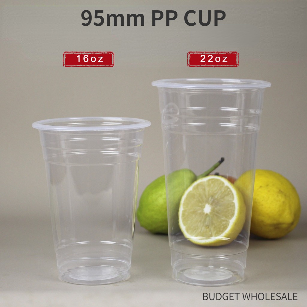 [100pcs] Plastic PP Y Cup with Lids SET! (8oz, 12oz, 16oz, 22oz) 95mm ...