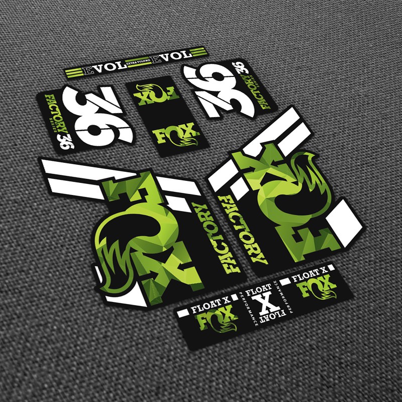 FOX 36 Fork and Fox Float X Rear Suspension - BUNDLE DECALS - Green ...
