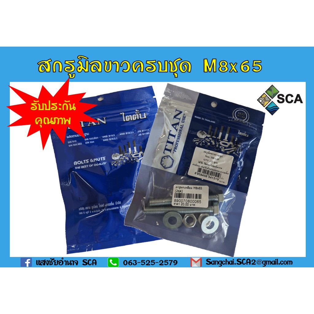 TITAN Screw Mill White Complete Set M8x65 (2 Sets/Pack) | Shopee ...