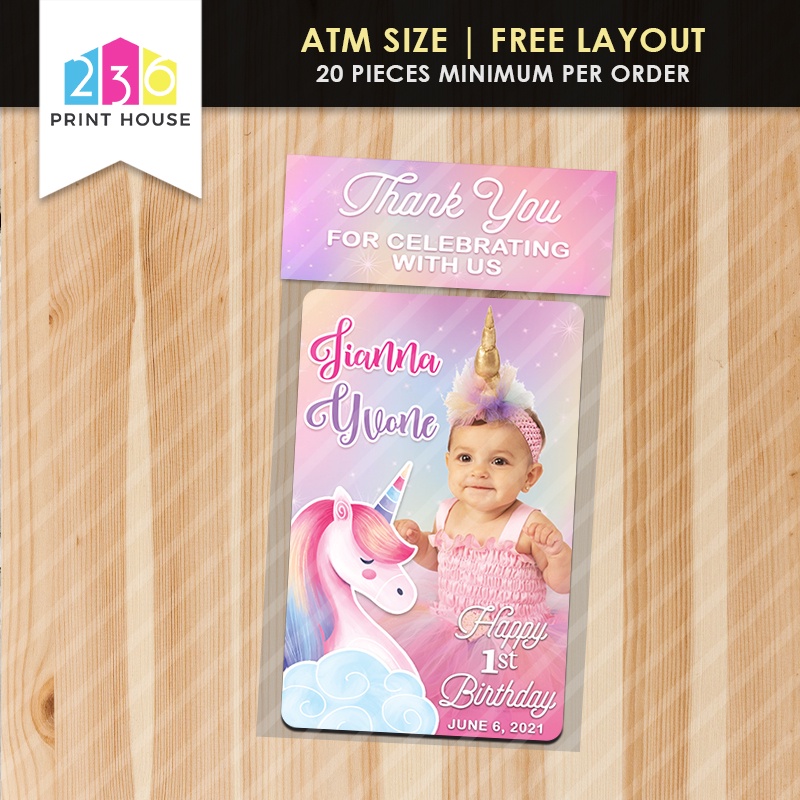 Rainbow Unicorn Ref Magnet Souvenir • ATM Size • FREE Layout • Baptism ...