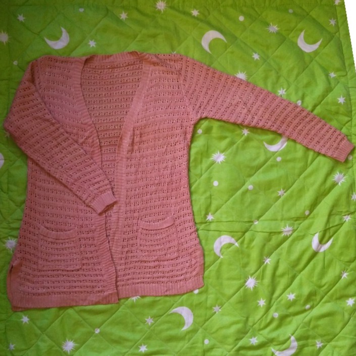 pre-loved light brown with gold mesh knit robe | Shopee Philippines
