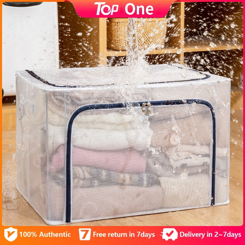Storage Box PVC Waterproof Steel Frame Transparent Grid Folding ...