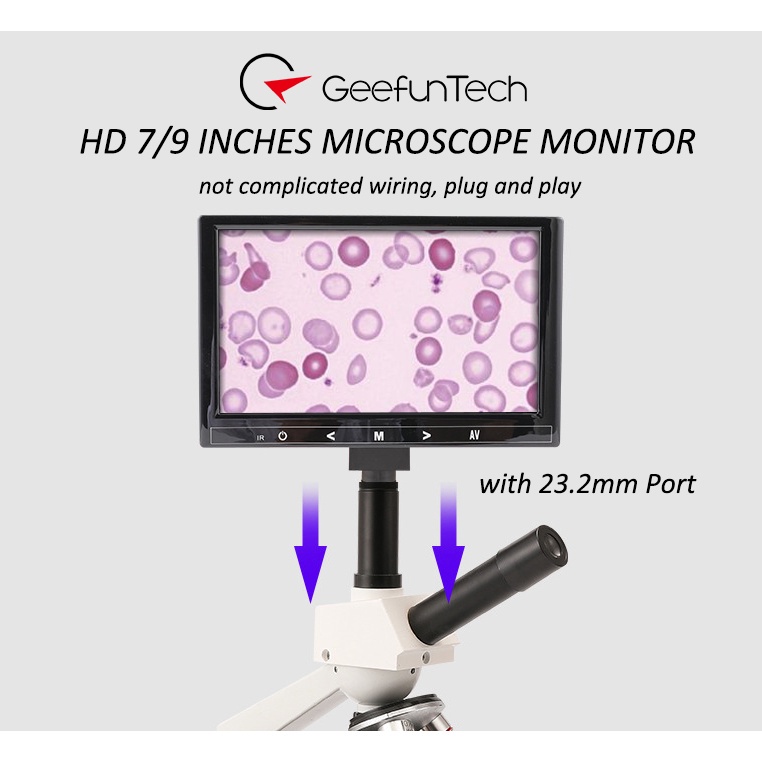 Geefuntech 7/9 Inch Microscope Monitor Display Screen With 23.2mm Port ...