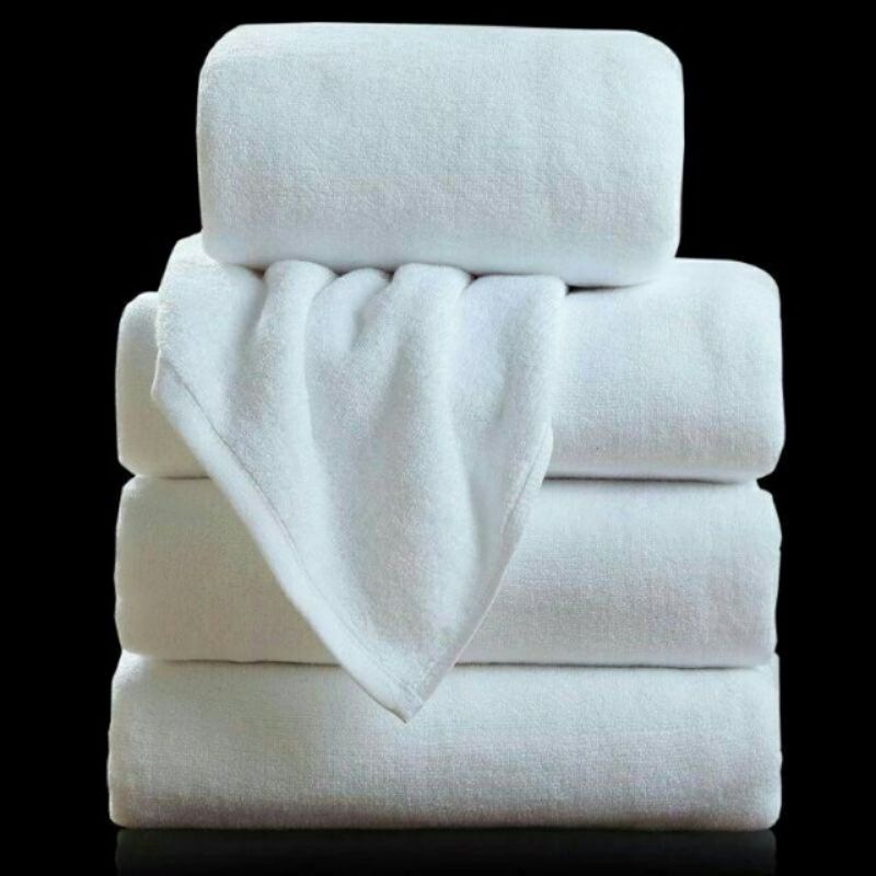 Cotton White Class A Bath Towel ( Plain Stripe Polka Dots) | Shopee ...