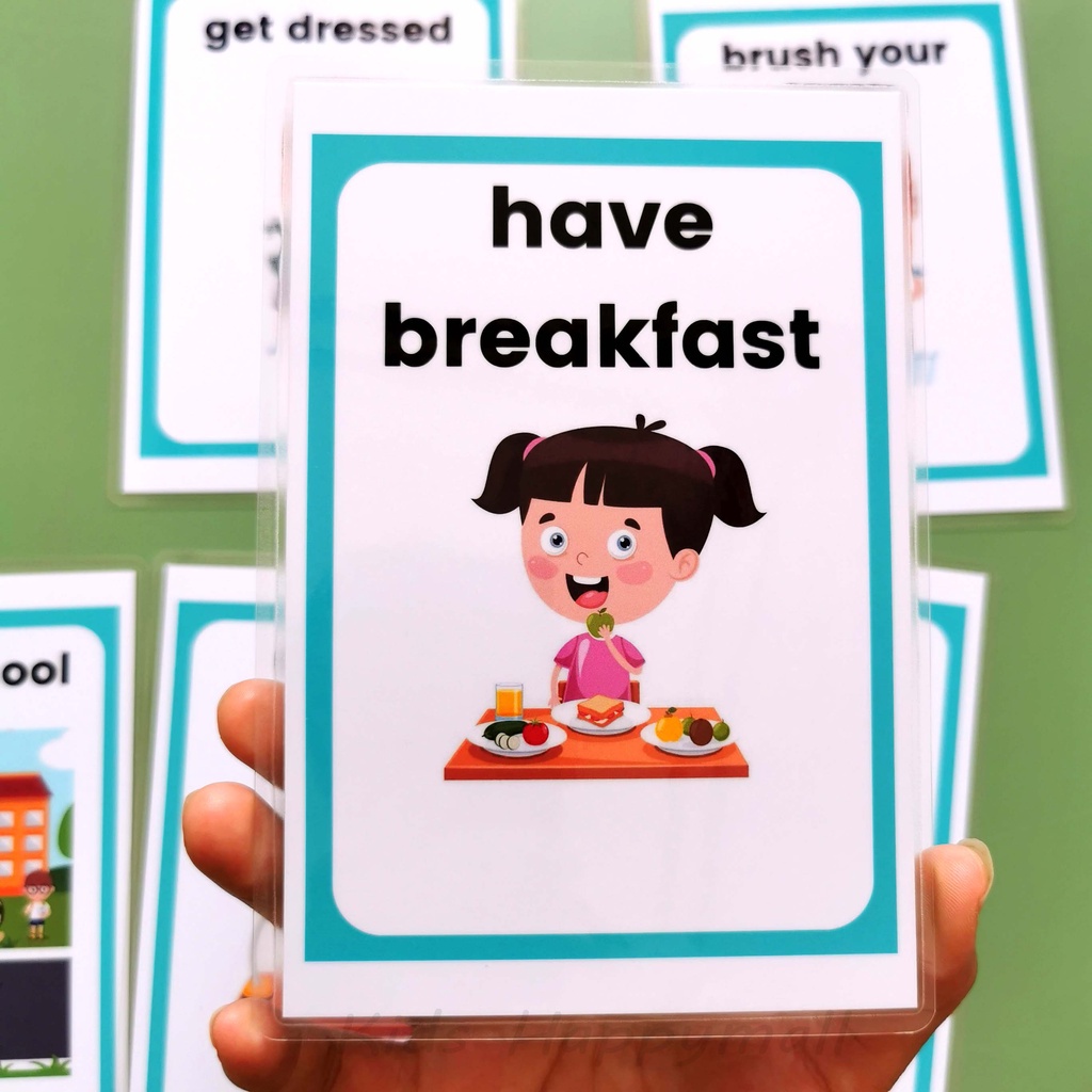Early learning flashcard 8PCS daily routine flash cards English flash ...