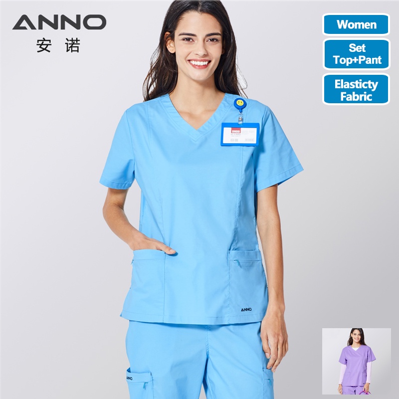 ANNO Elasticity Medical Scrubs Set Body Nurse Uniform for Female ...