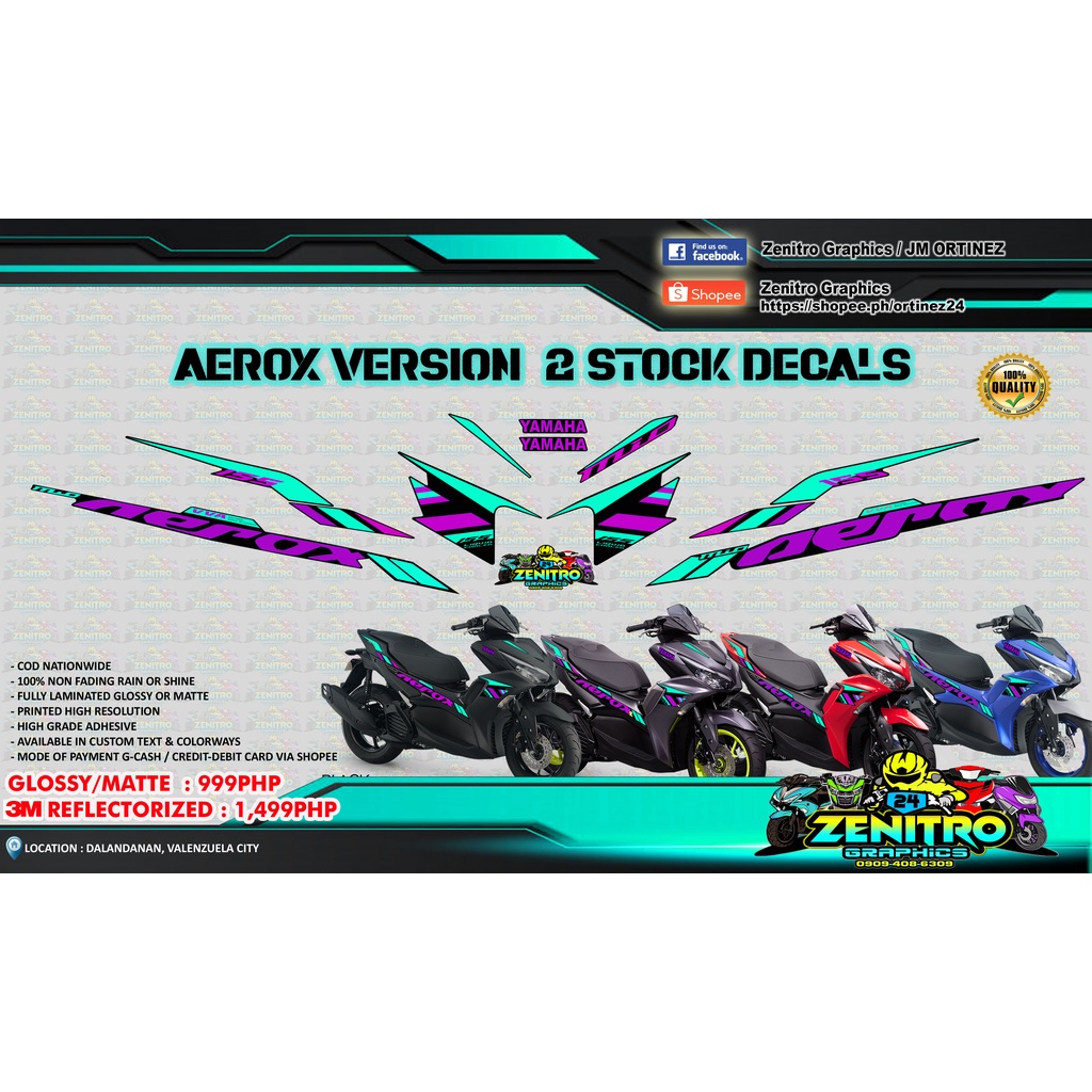 AEROX V2 STOCK DECALS CUSTOME COLORWAY | Shopee Philippines