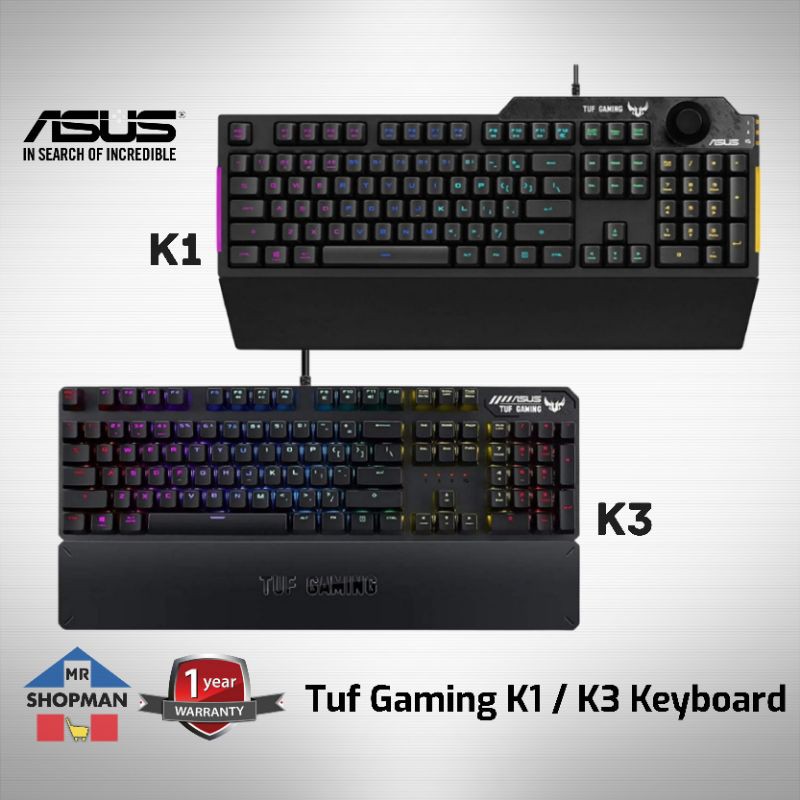 ASUS Tuf Gaming K1 Membrane / K3 RGB Mechanical Keyboard | Shopee ...