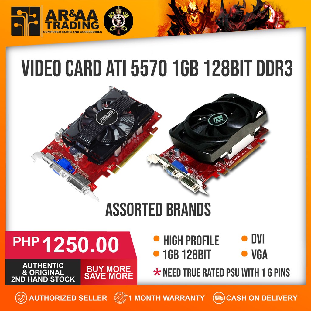 Video Card ATI 5570 1gb 128bit DDR3 ( Assorted Brands ) | Shopee ...