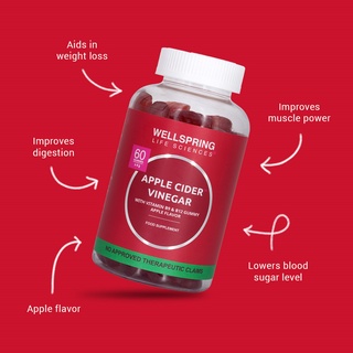 WELLSPRING Apple Cider Vinegar Gummies for Detox and Immunity 60 ...