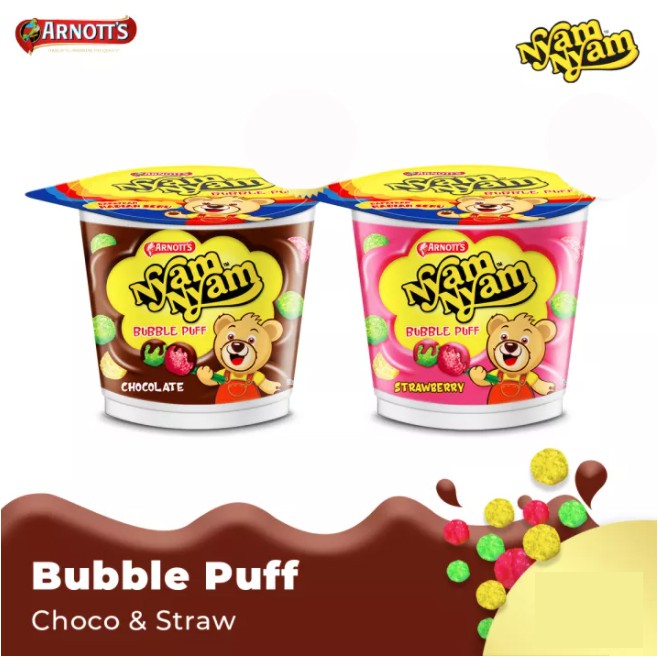 Arnott's Nyam-Nyam Bubble Puff Snack - Choco & Strawberry | Shopee ...