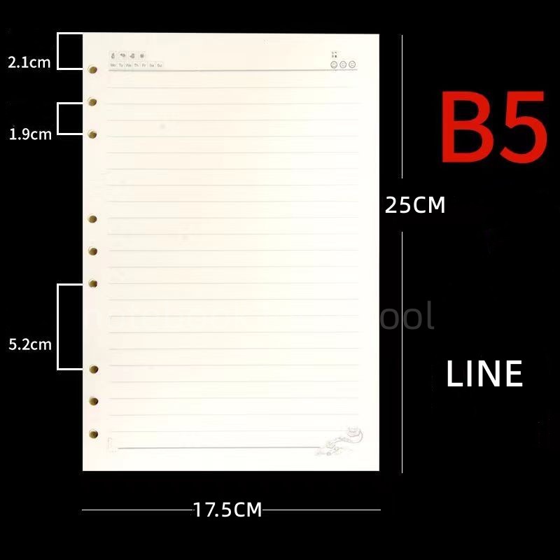 A5/A6/B5 Loose-leaf inner core 6 hole replacement 100 sheets refill ...