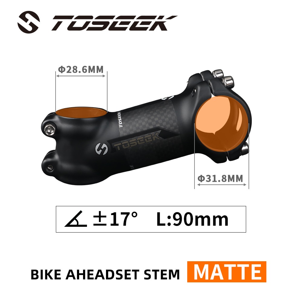 TOSEEK Bike Stem Carbon Stem 31.8mm Ultralight Bicycle Handlebar 50-120mm 6 17 Degree Angle ...