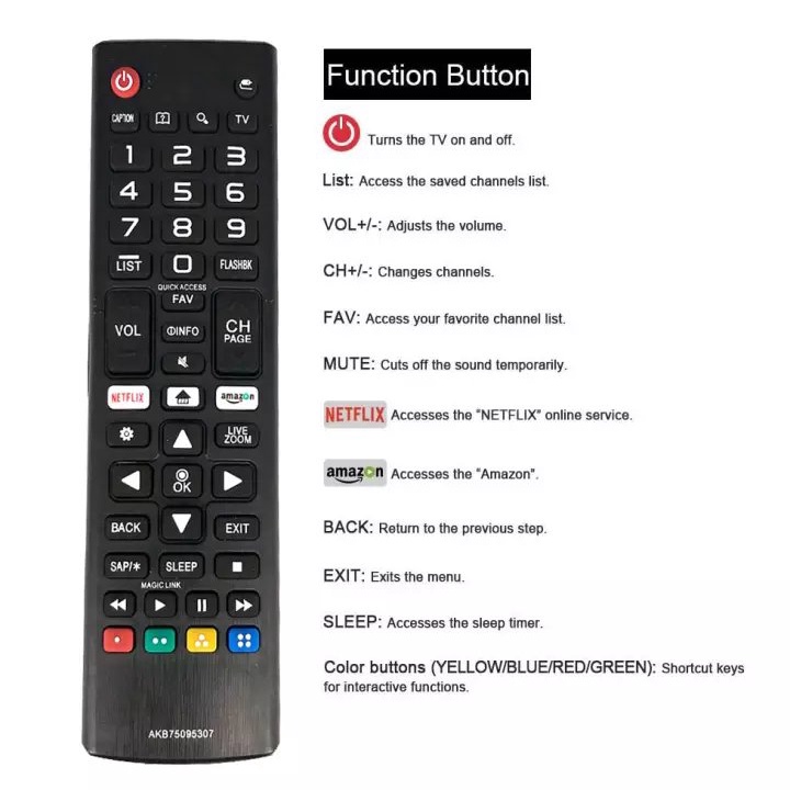 LG AKB75095307 Replace LG 99% Model TV Remote Control Smart TV Remote ...
