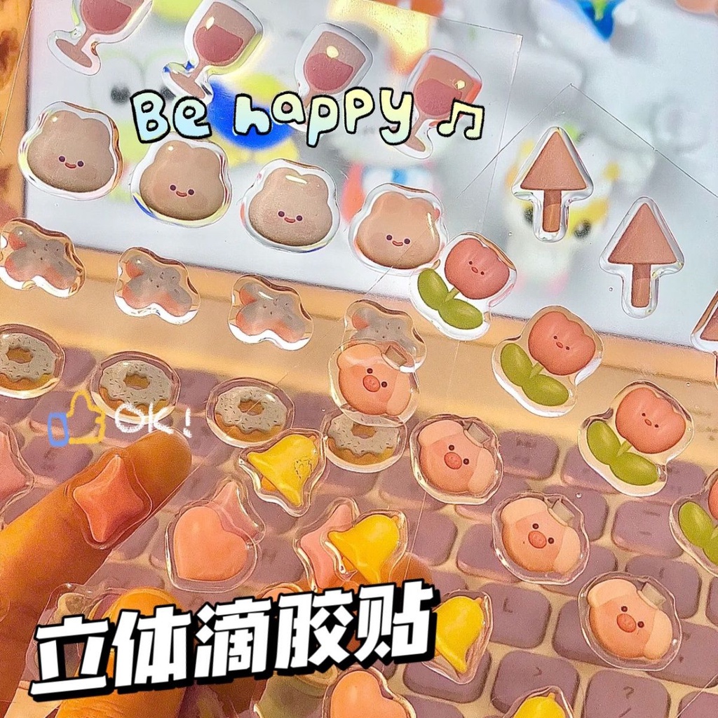 3D Three-Dimensional Drop Sticker Xiaohongshu Same Style Cartoon 3D ...