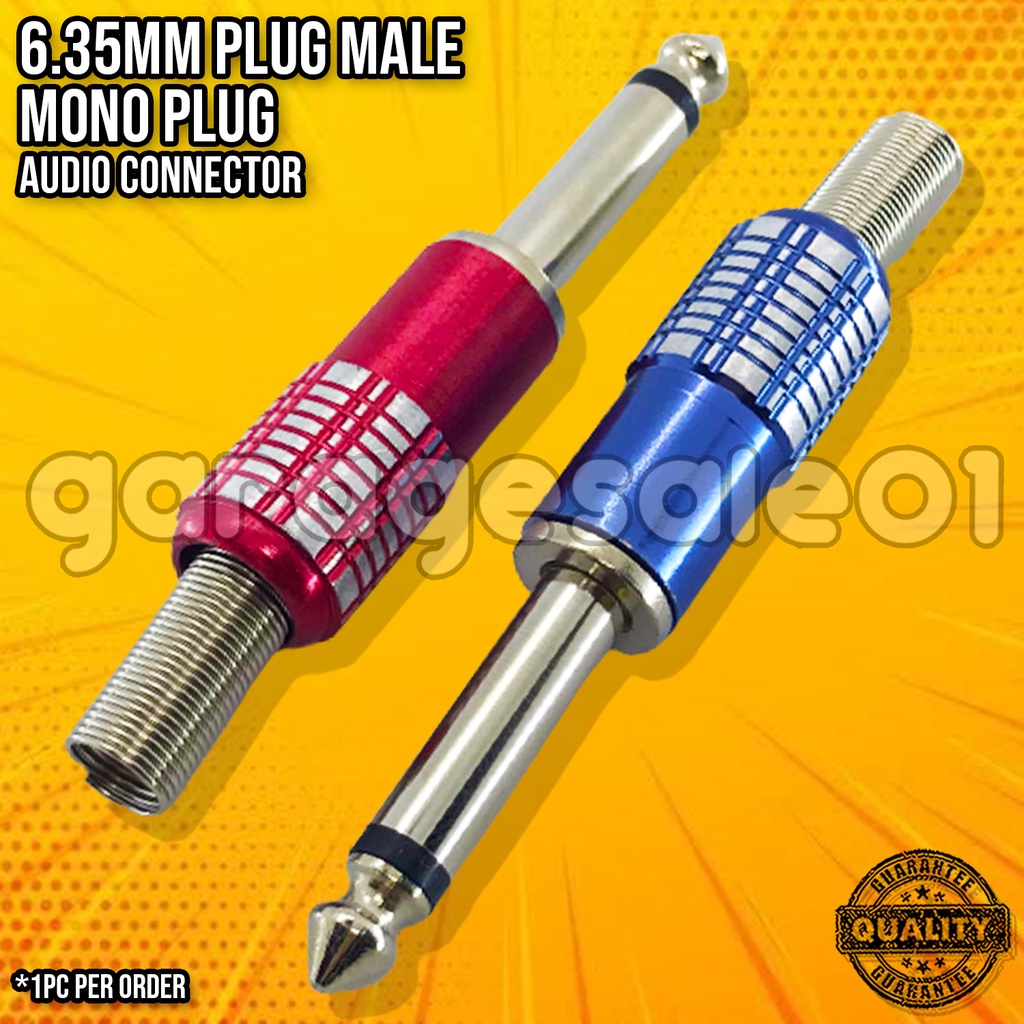 6.35mm Plug Male Mono Plug Audio Connector With Spring Asstd Colors ...