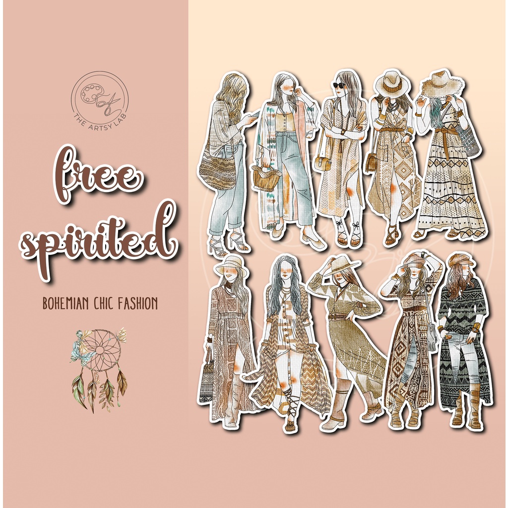 Boho Girl Sticker, Die Cut, Journal Planner Stickers, Bohemian Fashion ...
