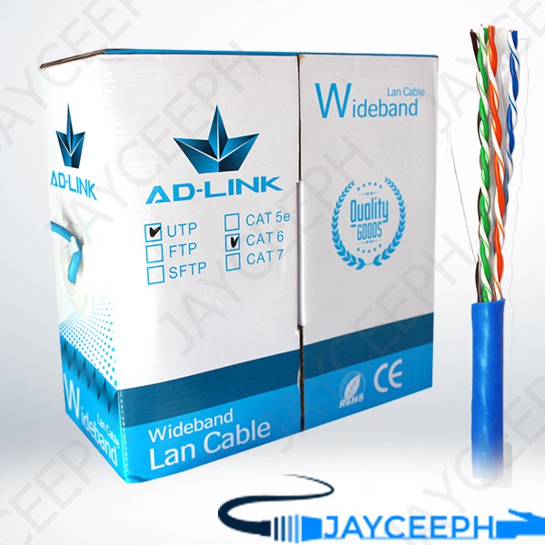 Ad-link Utp Cable CAT6 blue indoor Lan cable 100meters 1 box | Shopee ...