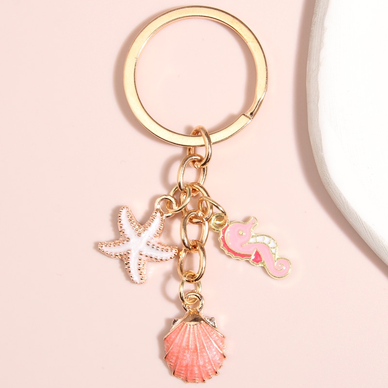 Cute Keychain Shell Starfish Fishtail Keyring Ocean Keychain Summer ...