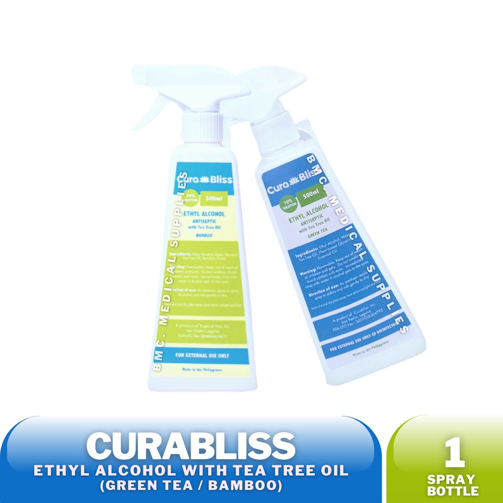 Curabliss 70% Ethyl Alcohol Bamboo scent with Tea Tree Oil [500ml ...