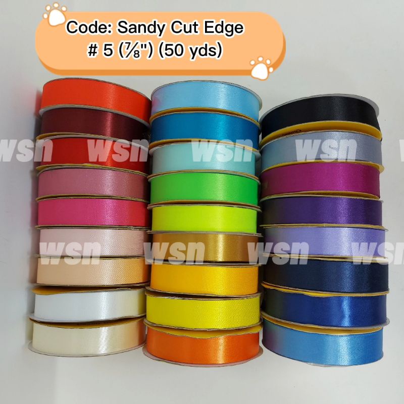 1 inch (7/8 inch) Satin Ribbon SANDY Cut Edge 5 (22 mm) (50 yards/roll ...