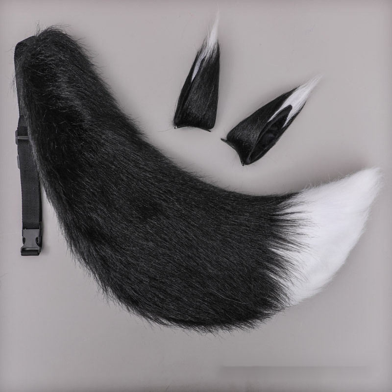 Long-haired fox tail cos ear beast ear cosplayJK tail simulation tail ...