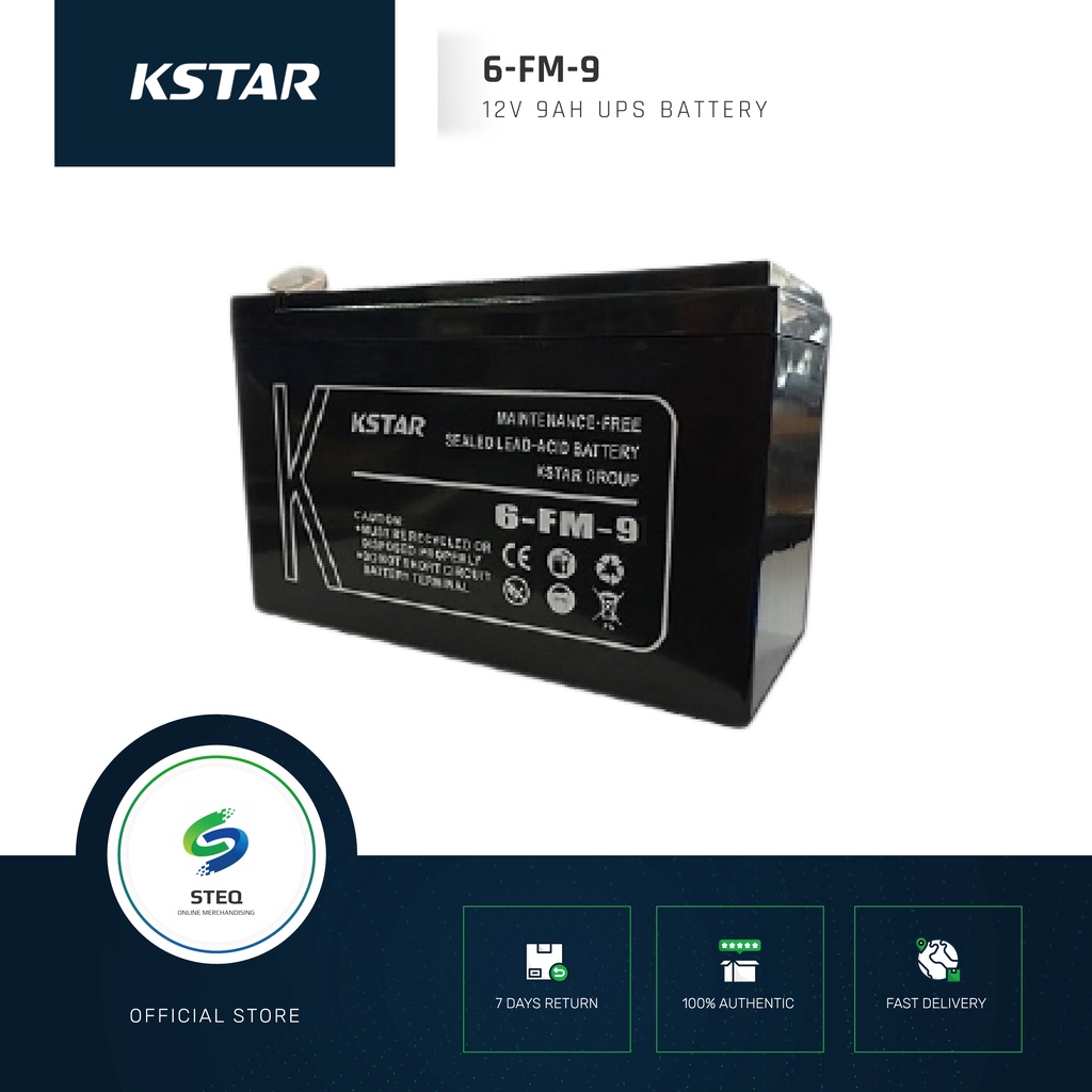 STEQ Kstar 6-FM-9 UPS battery 12v 9ah | Shopee Philippines