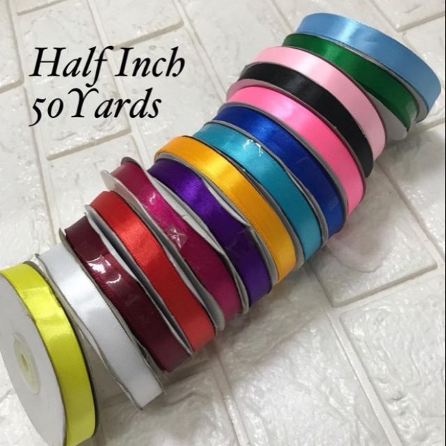 (1Roll 50 yards) HALF INCH SATIN DOUBLE EDGE RIBBON | Shopee Philippines