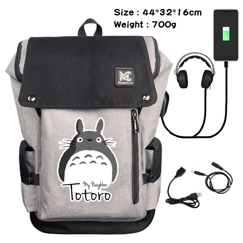My Neighbor Totoro Merchandise Student Backpack USB Charging Faceless ...