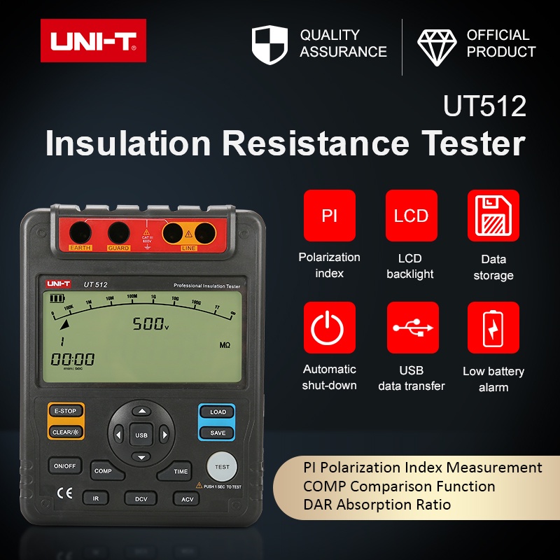 Digital Insulation Resistance Tester UT512 500V--2500V megger earth ...