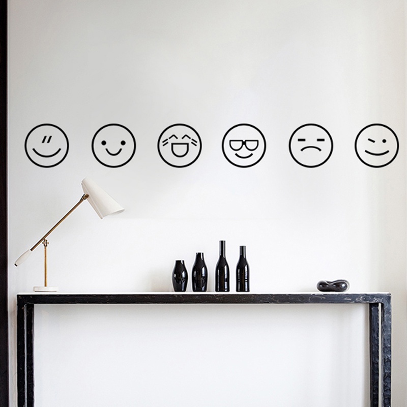 Smiling Emoticon Icon Vinyl Wall Stickers for Shop Glass Window Decals ...