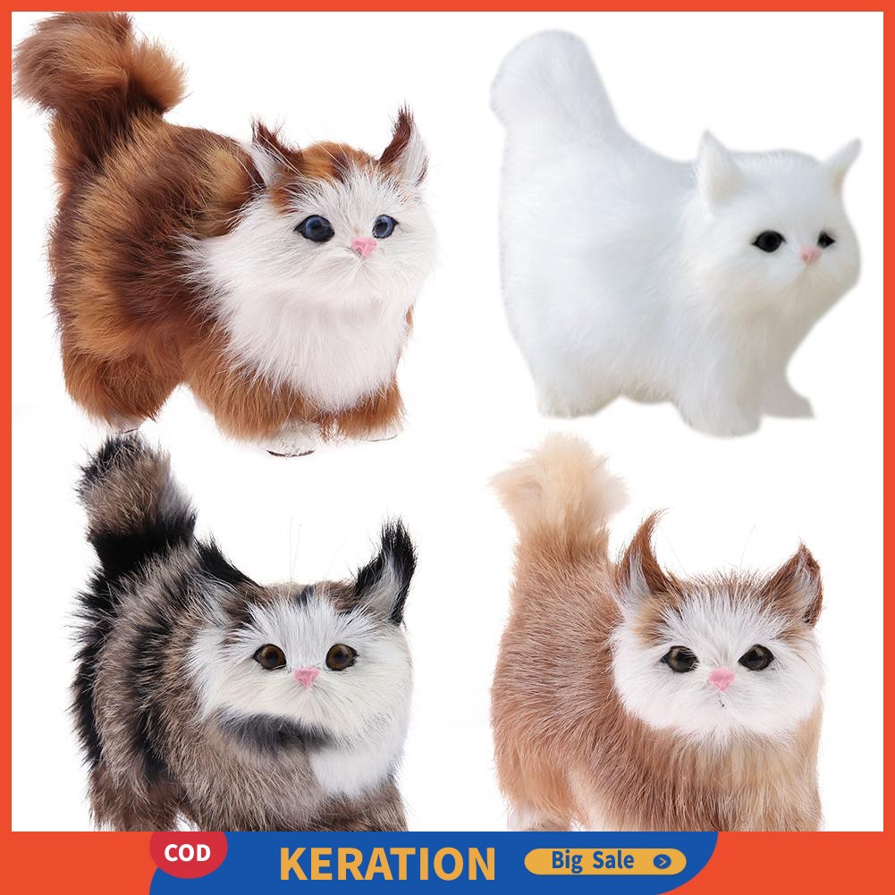 Plush Artificial Cat Collectible Cat Craft Decor Cat Models for Home ...