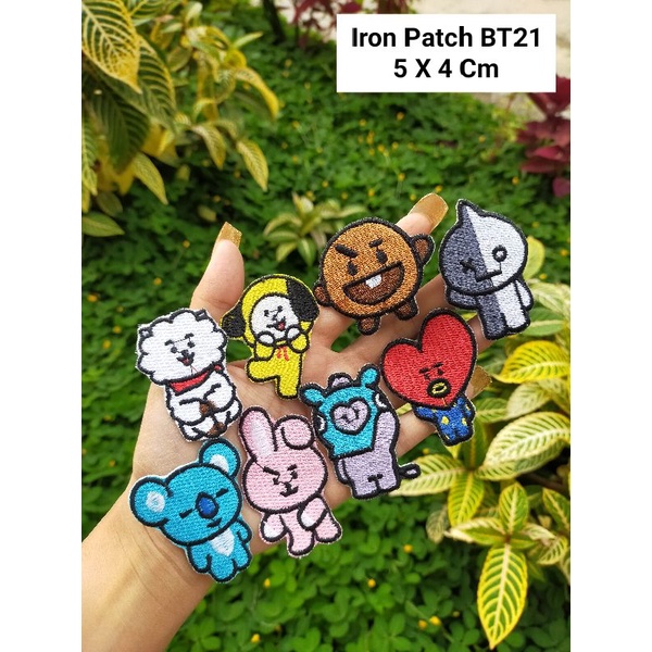 (IRON) Iron Patch BT21 BTS Army Embroidered Emblem Clothes Patch T ...