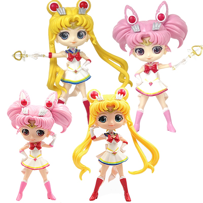 Qposket Sailor Moon Tsukino Usagi Anime Action Figures Chibi Usa Sailor ...