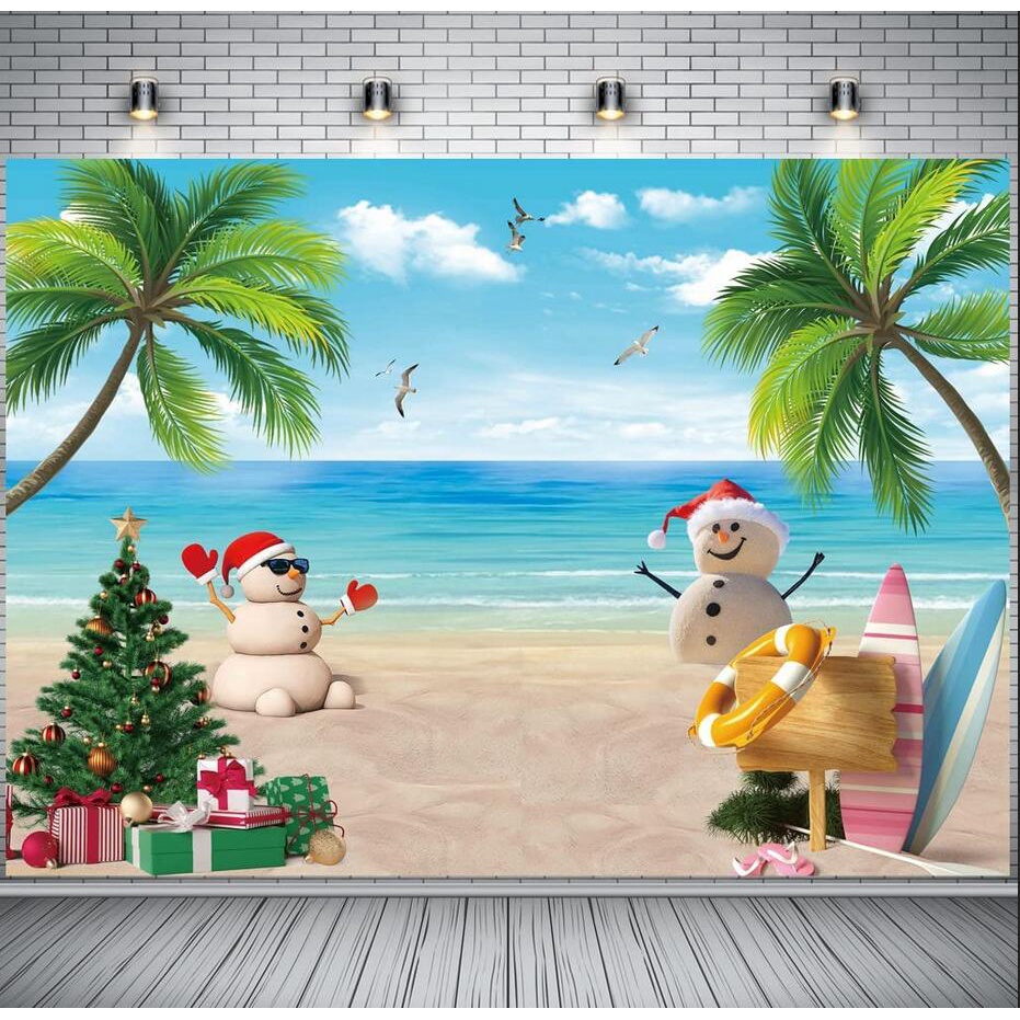 Christmas Tropical Beach Photography Backdrops Summer Christmas Photo ...
