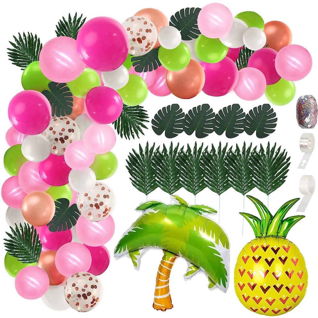 Hawaiian Themed Party Decorations Tropical Balloons Arch Garland Kit ...