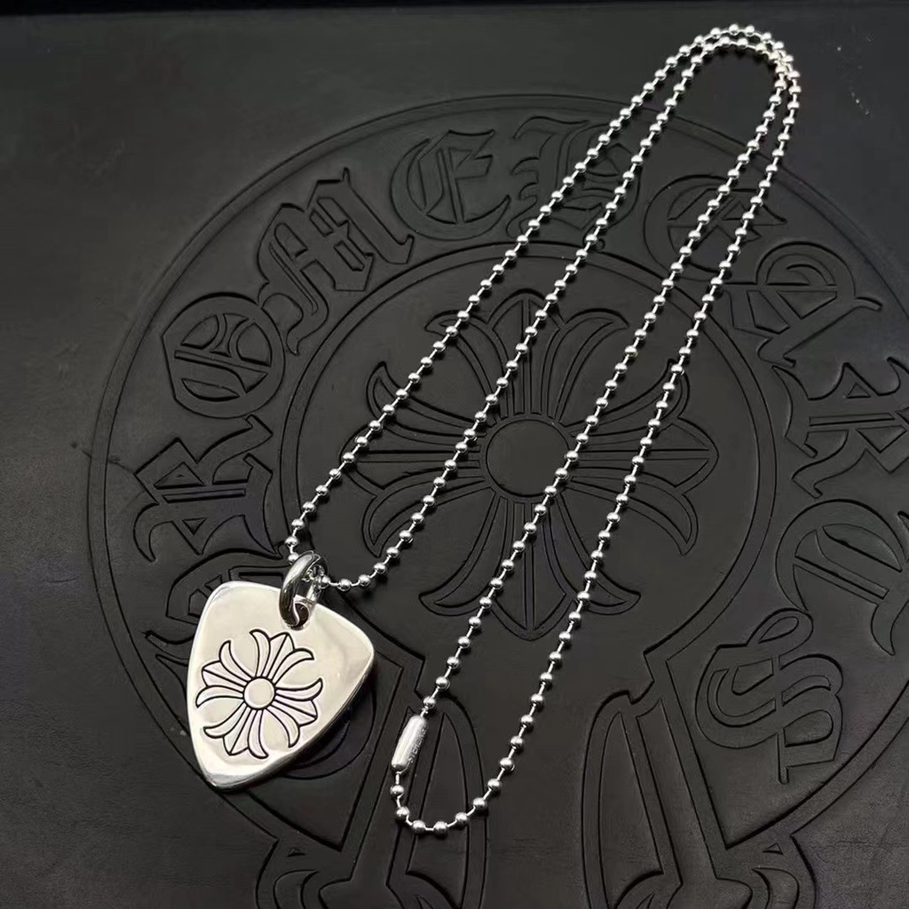 CHROME HEARTS Sterling Silver 925 Cross Guitar Pick Necklace Vintage ...