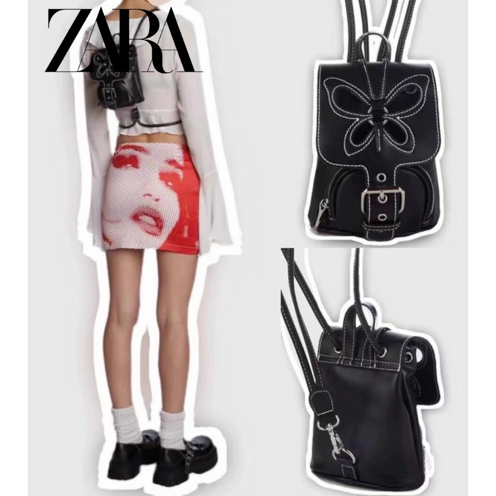 Zara Bow Backpack Women y2k Mini Hollow Small Backpack Ladies | Shopee ...