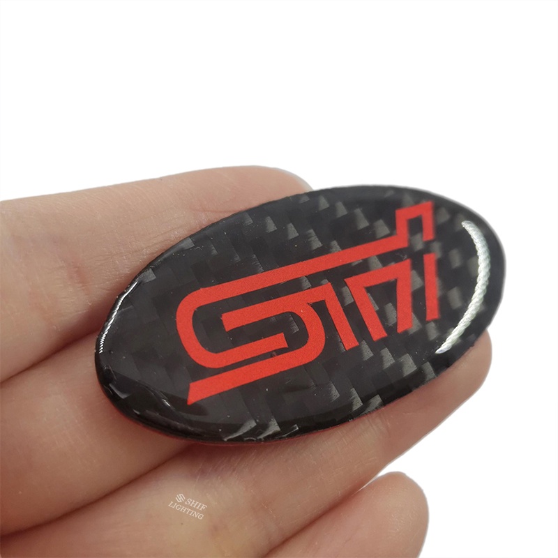 1 X Carbon Fiber SUBARU STI Logo Car Auto Steering Wheel Decorative ...
