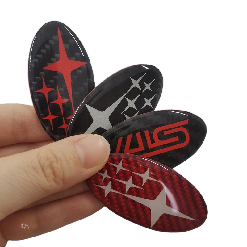 1 X Carbon Fiber SUBARU STI Logo Car Auto Steering Wheel Decorative ...