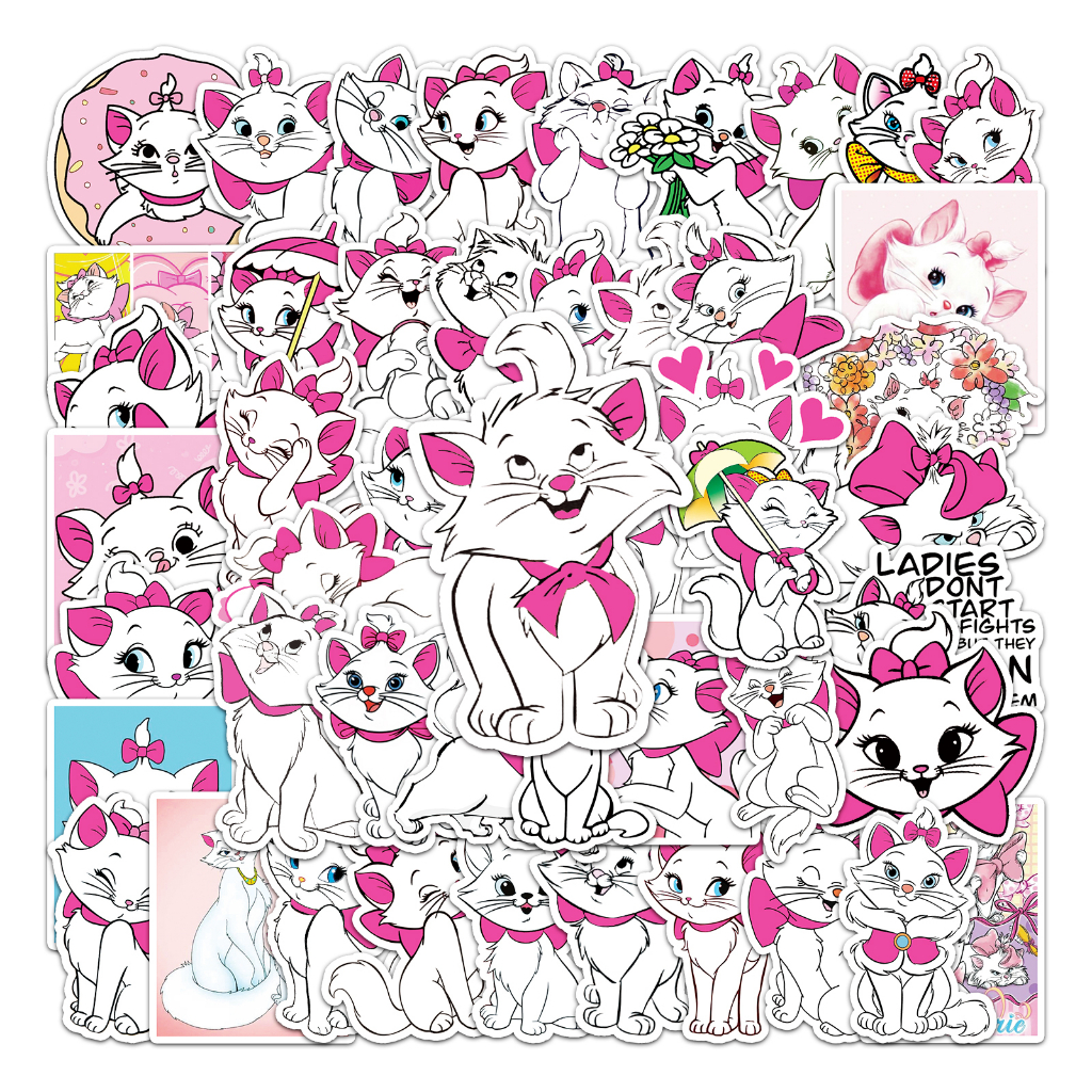50 Piece Funny Disney Marie Cat Stickers Waterproof DIY For Laptops ...