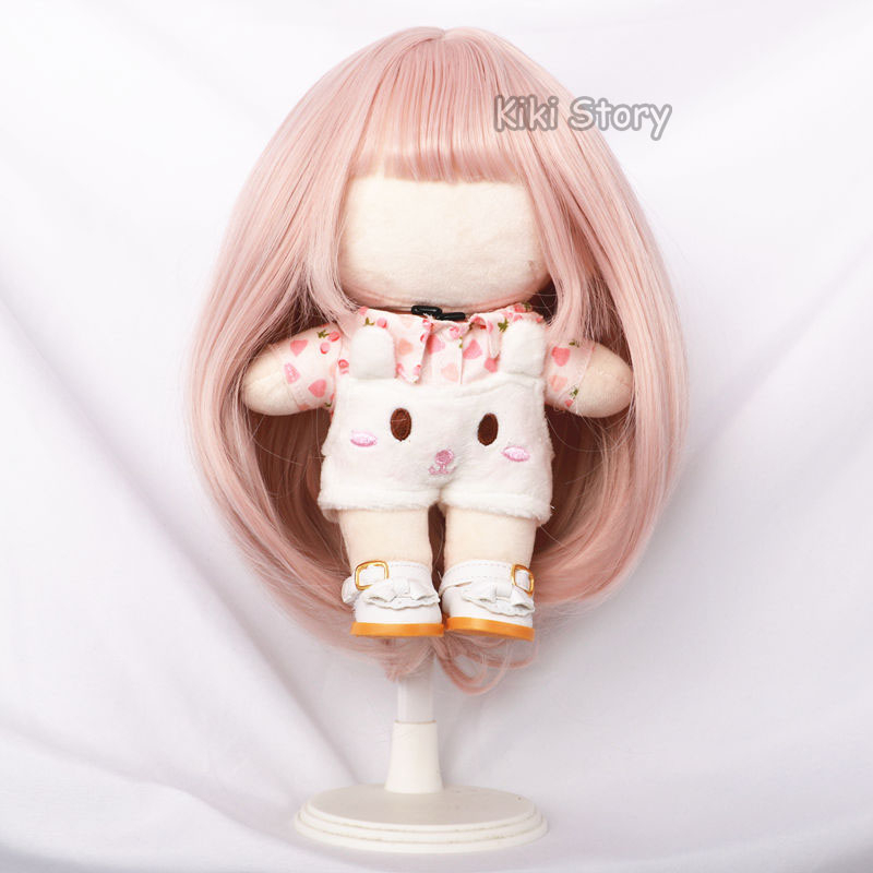 Genuine 15/ 20cm Doll Wigs Light Pink Long Straight Hair Toupees K-Pop ...