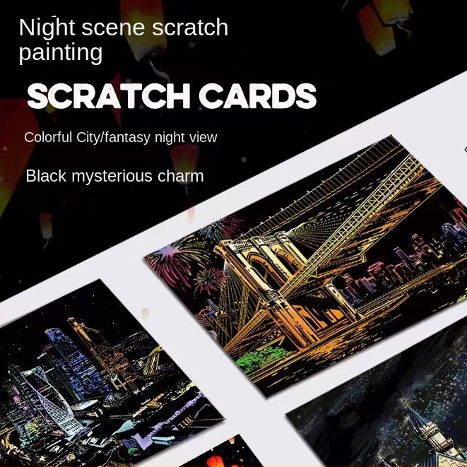 Colorful diy Scratch Painting Paper Set Creative City Night View Living ...